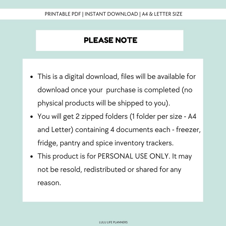 Printable Kitchen Inventory Template, Freezer, Fridge, Pantry, Spice ...