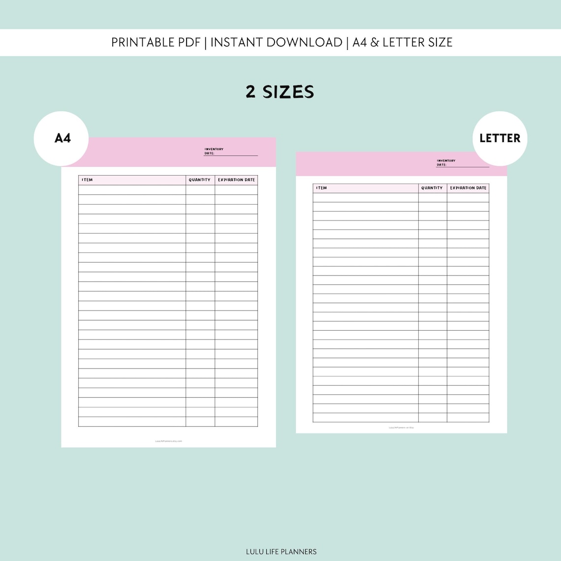 Printable Kitchen Inventory Template, Freezer, Fridge, Pantry, Spice ...