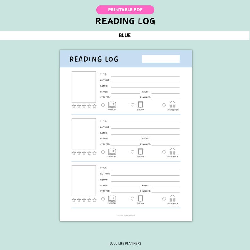 Reading Log Printable PDF Template, Books I’ve Read, Book Tracker A4 ...