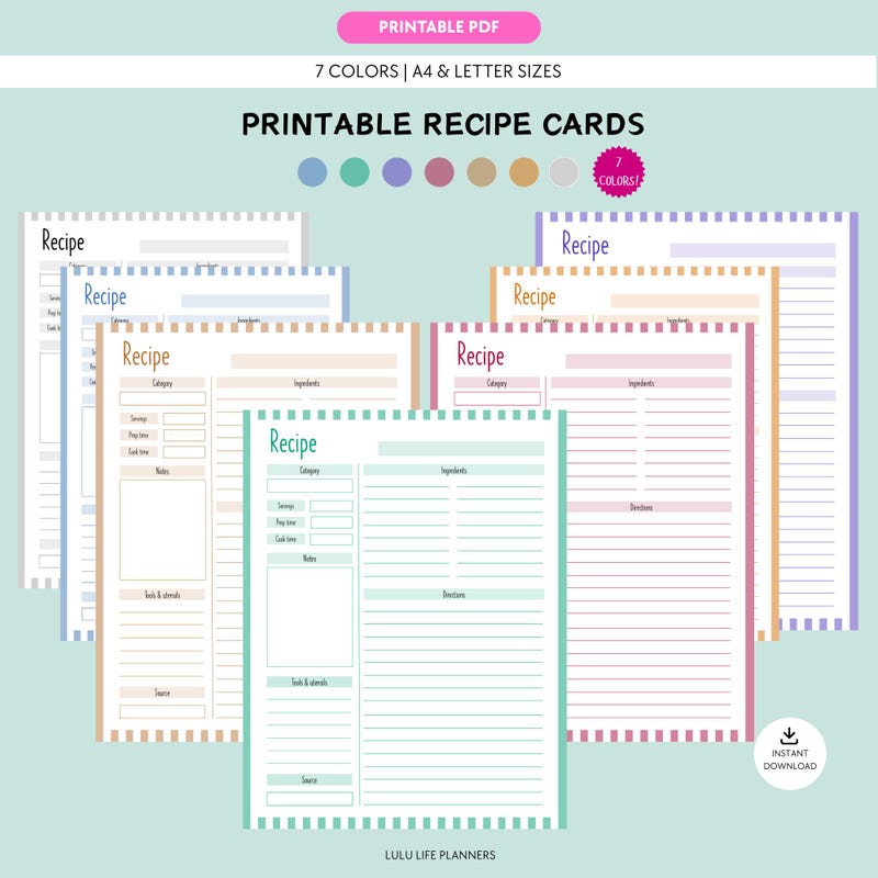 Pdf Recipe A4 - Etsy