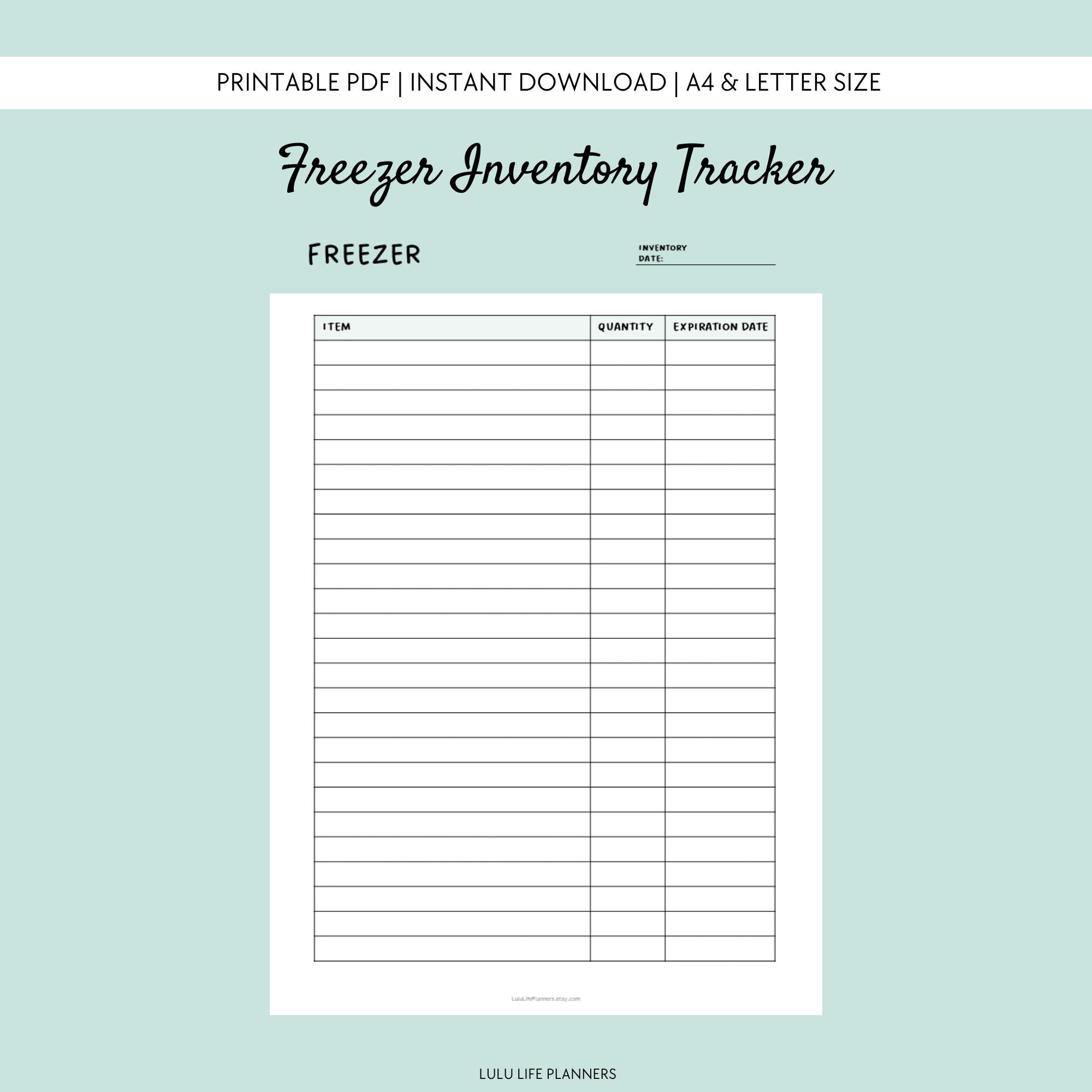 Printable Kitchen Inventory Template, Freezer, Fridge, Pantry, Spice ...