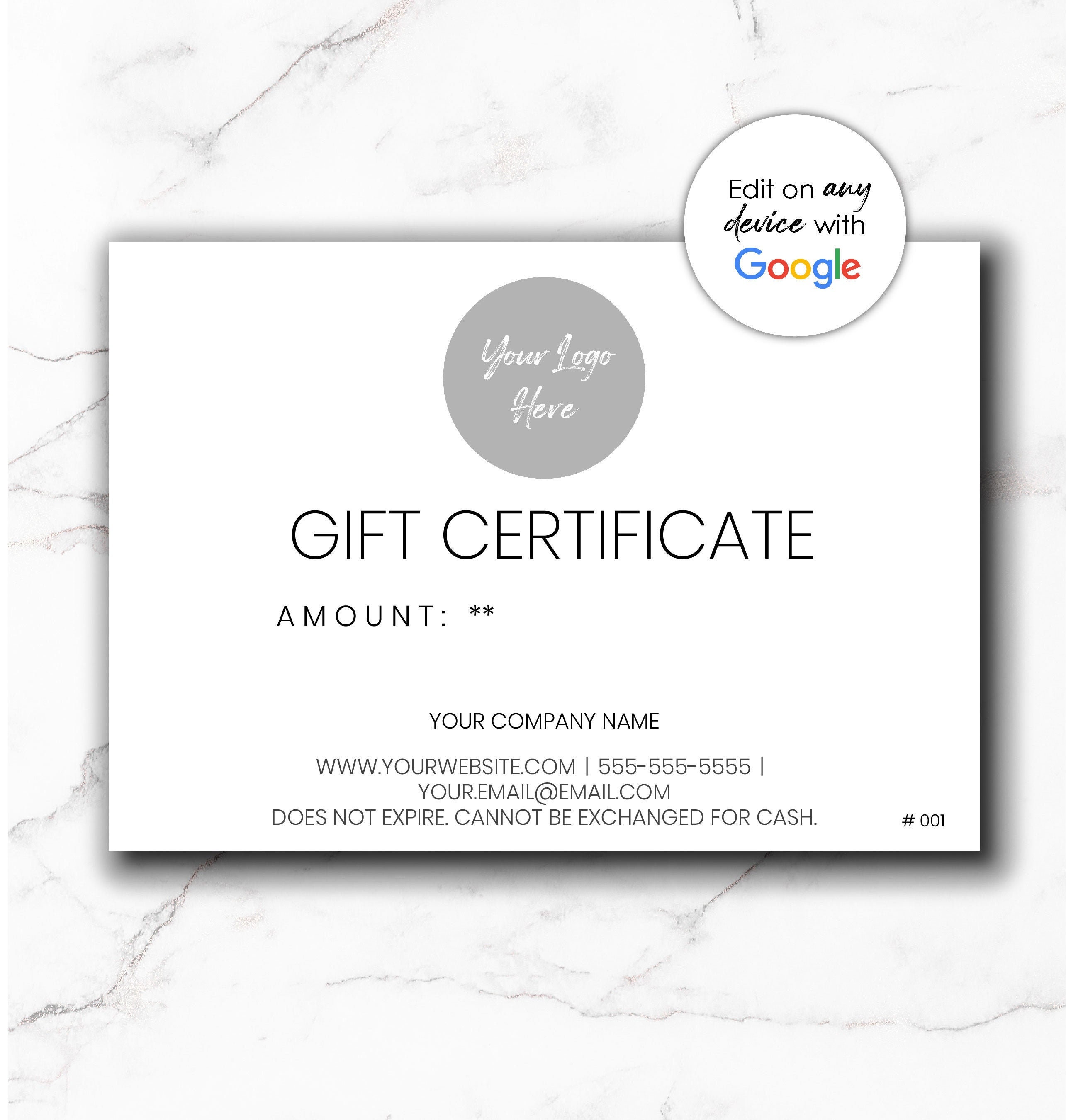 Editable Logo Gift Card - Edit on Phone Gift Certificate - Instant ...