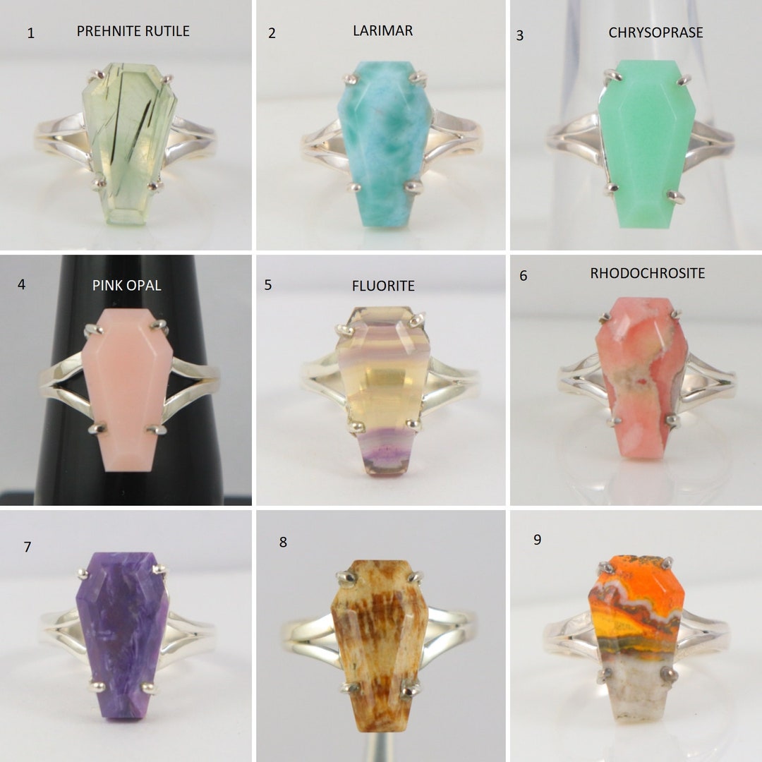Coffin Ring Natural Gemstone Coffin Ring 17X10 Mm Coffin Sterling ...