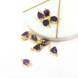 Amethyst Gold Electroplated Connector - Double Bail Gemstone Connector ...