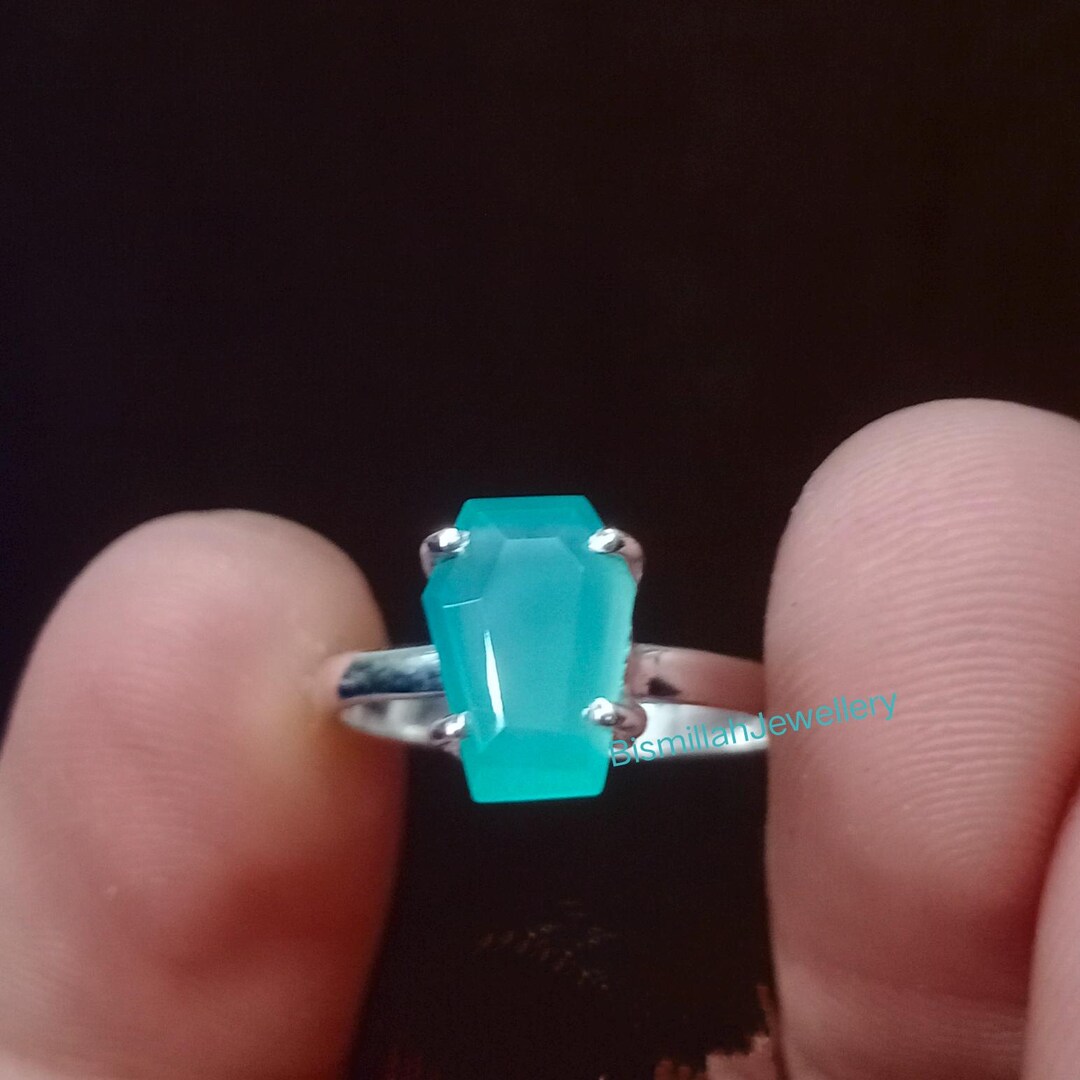 Coffin Ring Mix Gemstone Coffin Ring Sterling Silver Ring Gemstone 10X7 ...