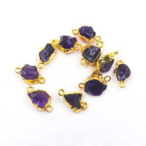 Amethyst Gold Electroplated Connector - Double Bail Gemstone Connector ...