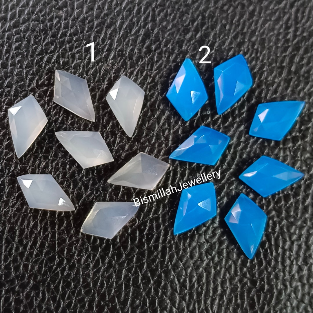 Gemstone Kite Gemstone Kite Rose Cut Flat Bottom Mix Chalcedony ...