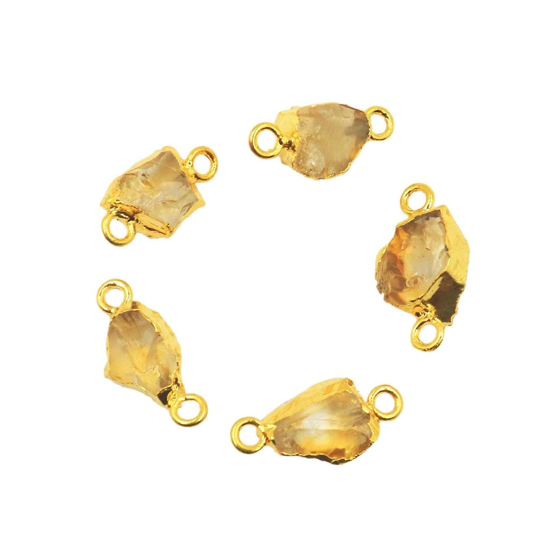 Citrine Raw Connector - Natural Birthstone Connector, Gold ...