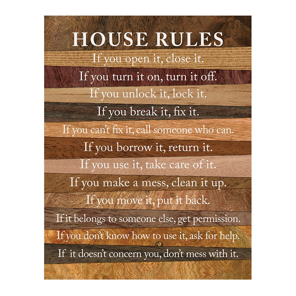 House Rules Sign Typography Design Home Rules Sign Family House Rules ...