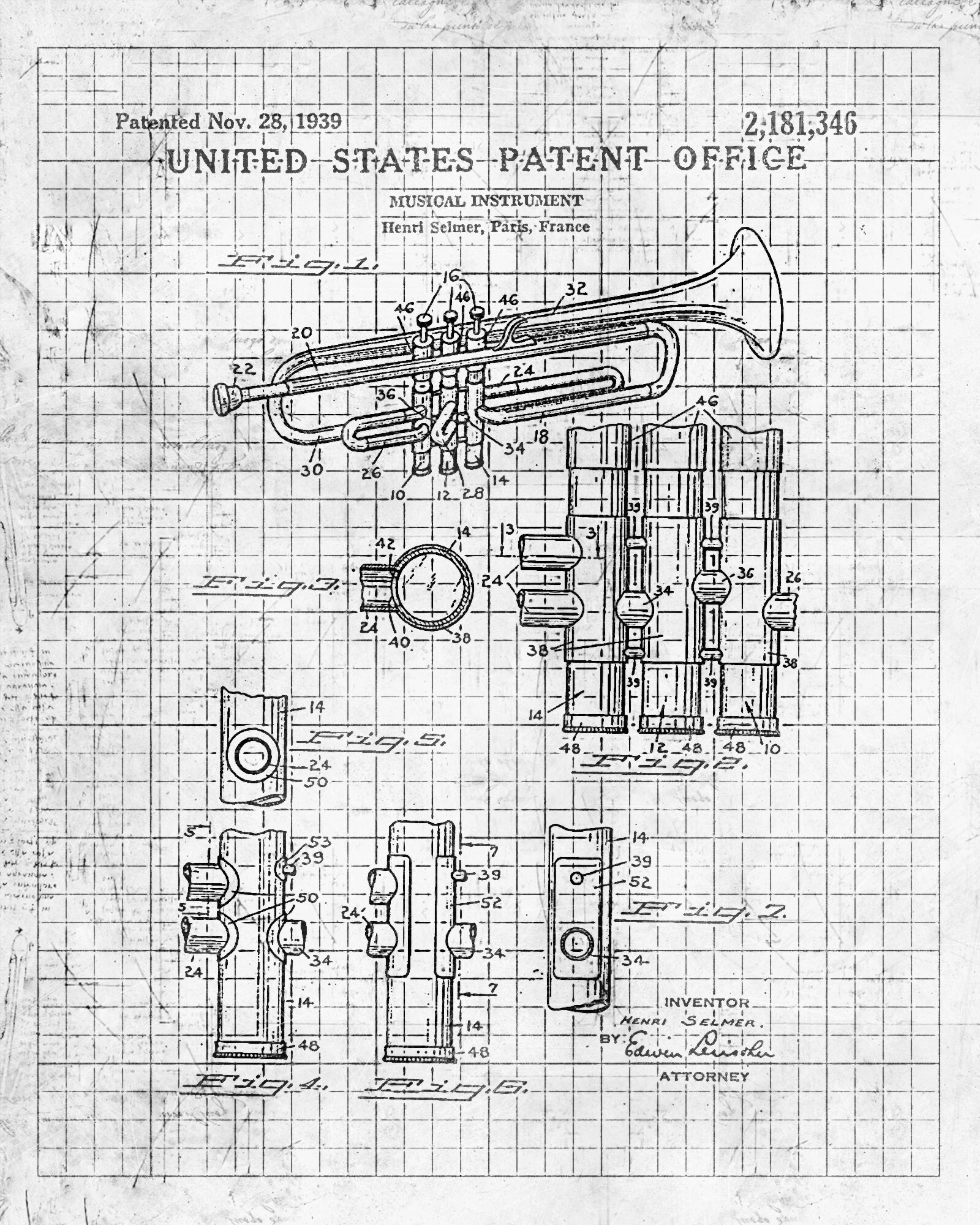 Instrument Patent Instrument Blueprint Wind Instrument Instrument Art ...