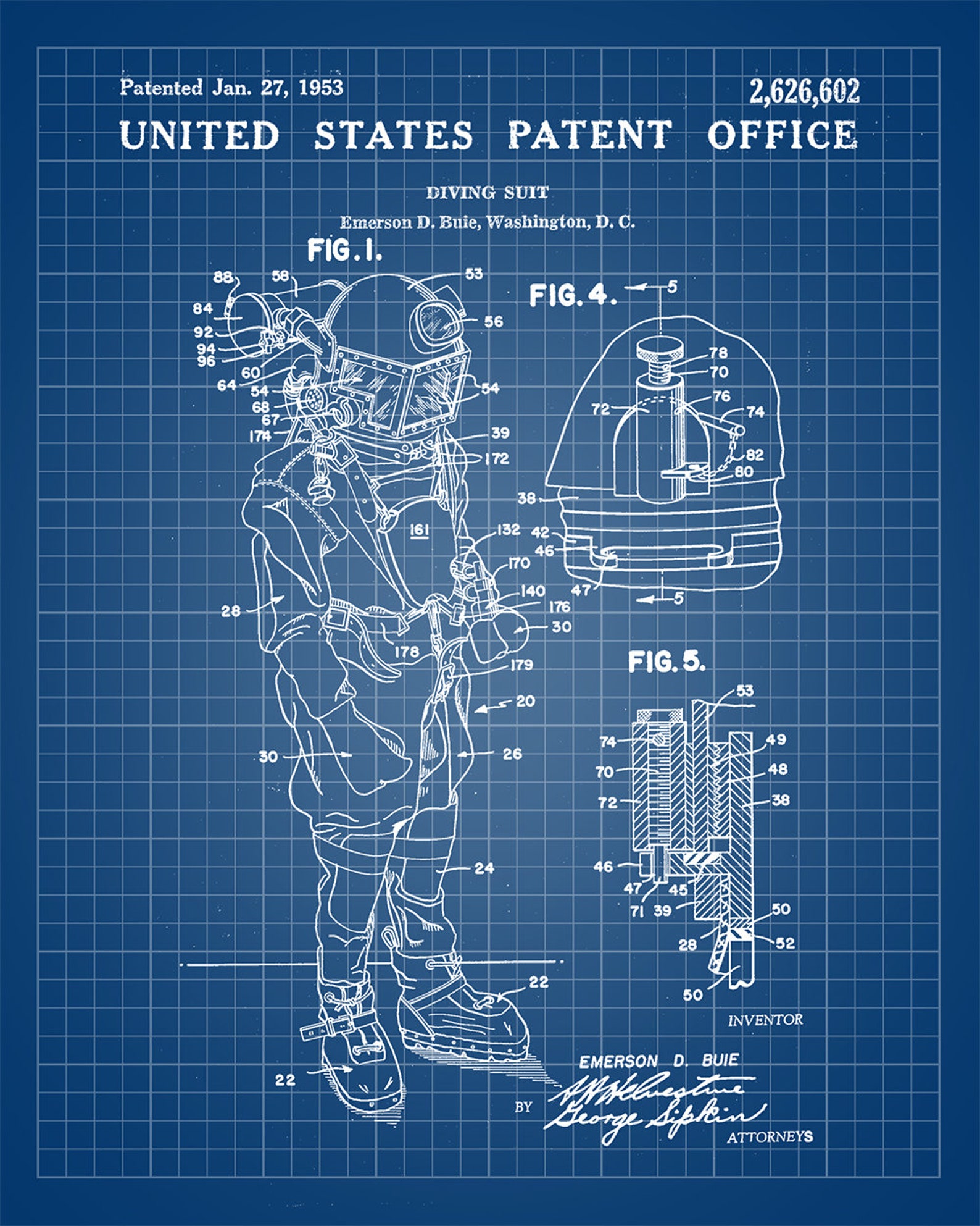 Scuba Design Patent Blueprint Poster Diving Suit Design - Etsy
