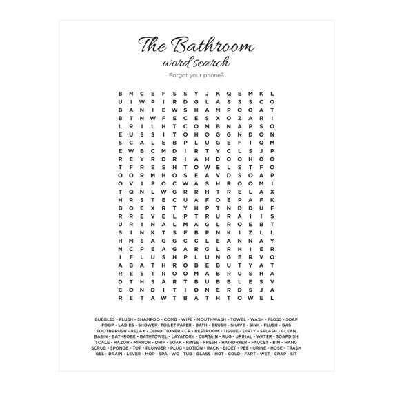 Bathroom Word Search Bathroom Word Art Word Search Puzzle Etsy bathroom-word-search-bathroom-word-art-word-search-puzzle-etsy