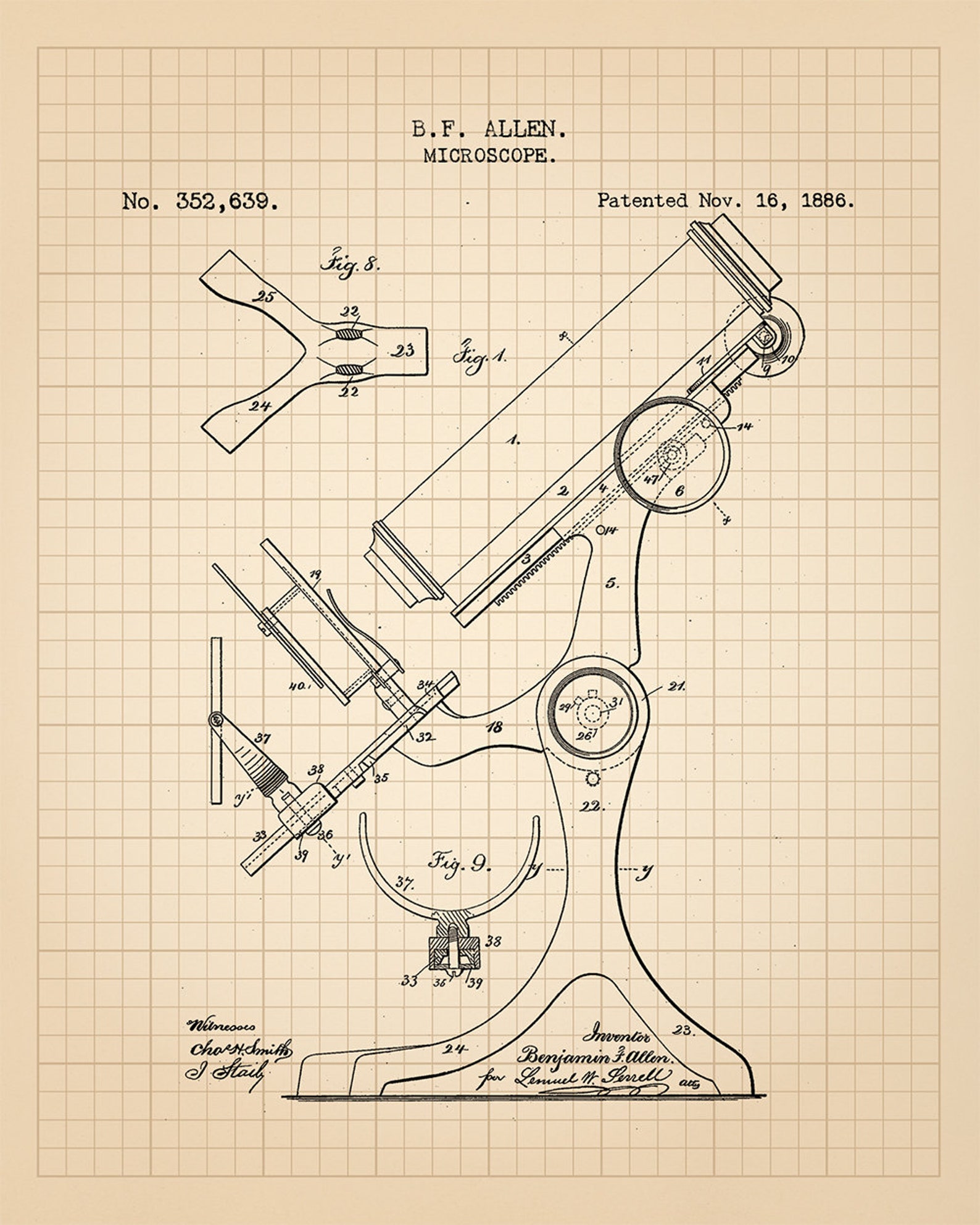 Microscope Art Microscope Patent Vintage Microscope Chemistry Poster ...