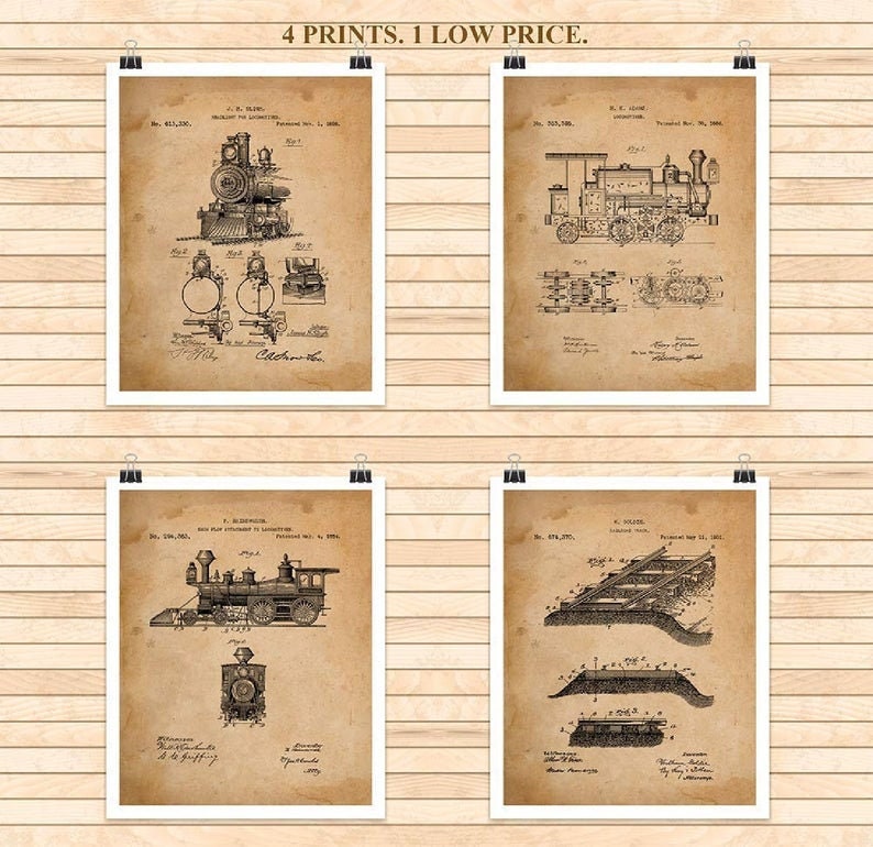 Train Poster train Blueprint train Print steam Train Patent - Etsy