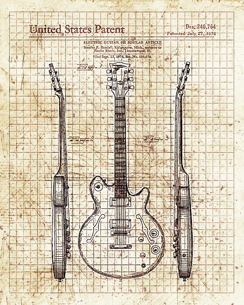 Guitar Patent Guitar Poster Instrument Art Musician Art - Etsy