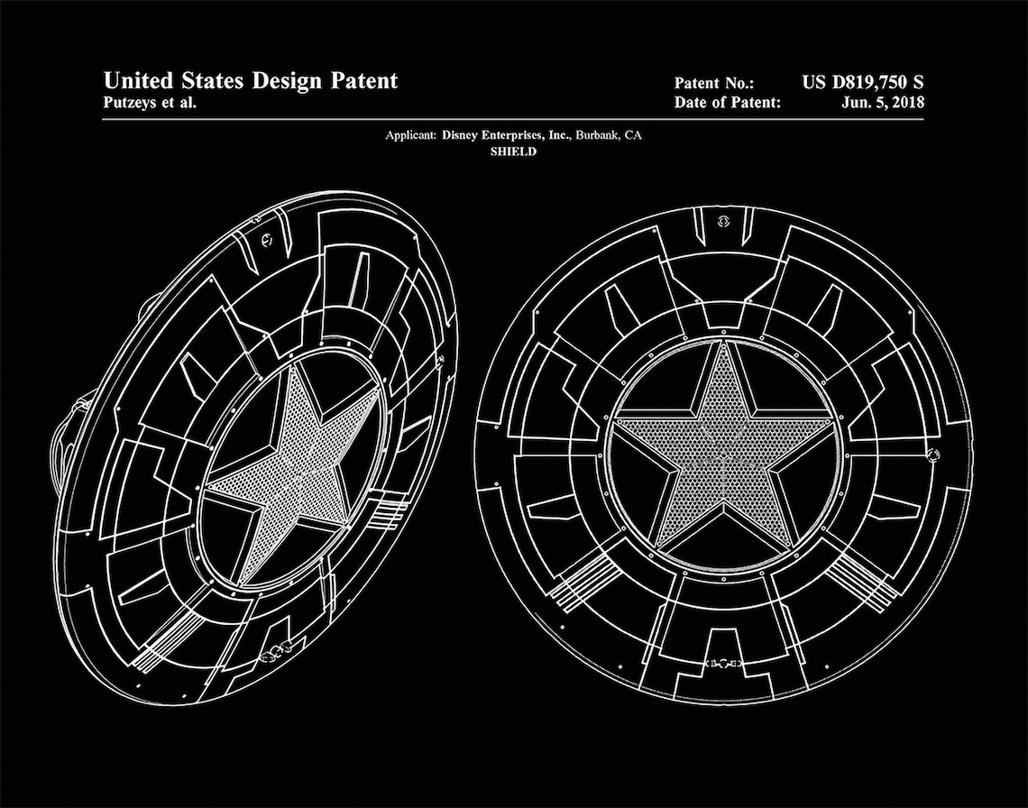 Shield Patent Print Superhero Wall Art Marvel Fan Art | Etsy