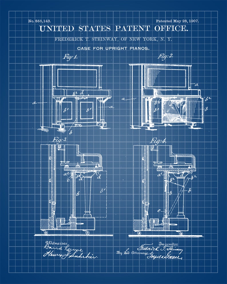 Upright Piano Patent Piano Blueprint Steinway Upright - Etsy
