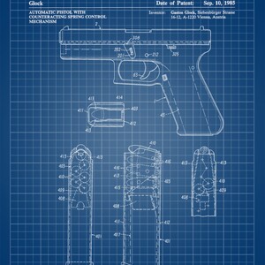 Glock Gun Poster Glock Patent Print Weaponry Glock Blueprint Automatic ...