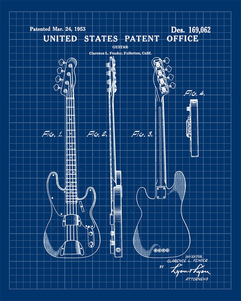 Guitar Patent Guitar Poster Instrument Art Musician Art - Etsy