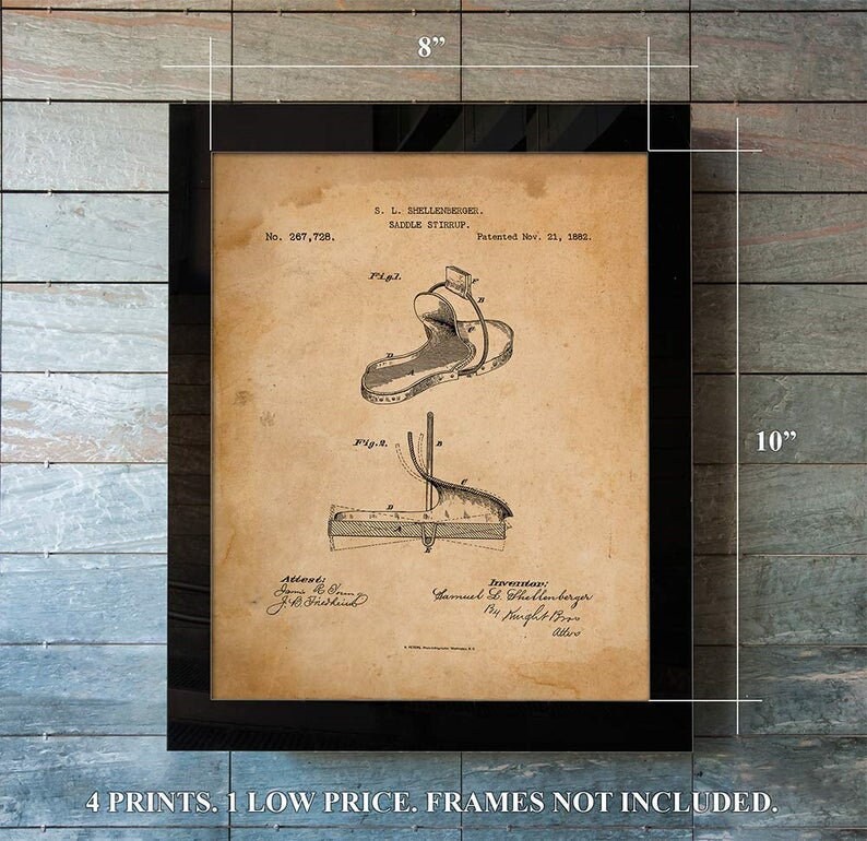 Horse Saddle Patent Horse Saddle Poster Equestrian Decor Western Style ...