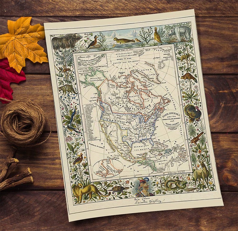 North America Map USA Map Art NA Poster Map America | Etsy