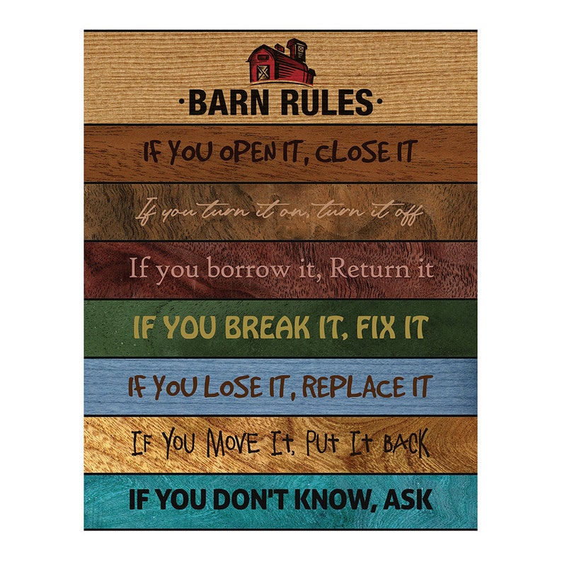 Barn Rules Sign Ranch Rules Sign Farmer Sign rustic - Etsy