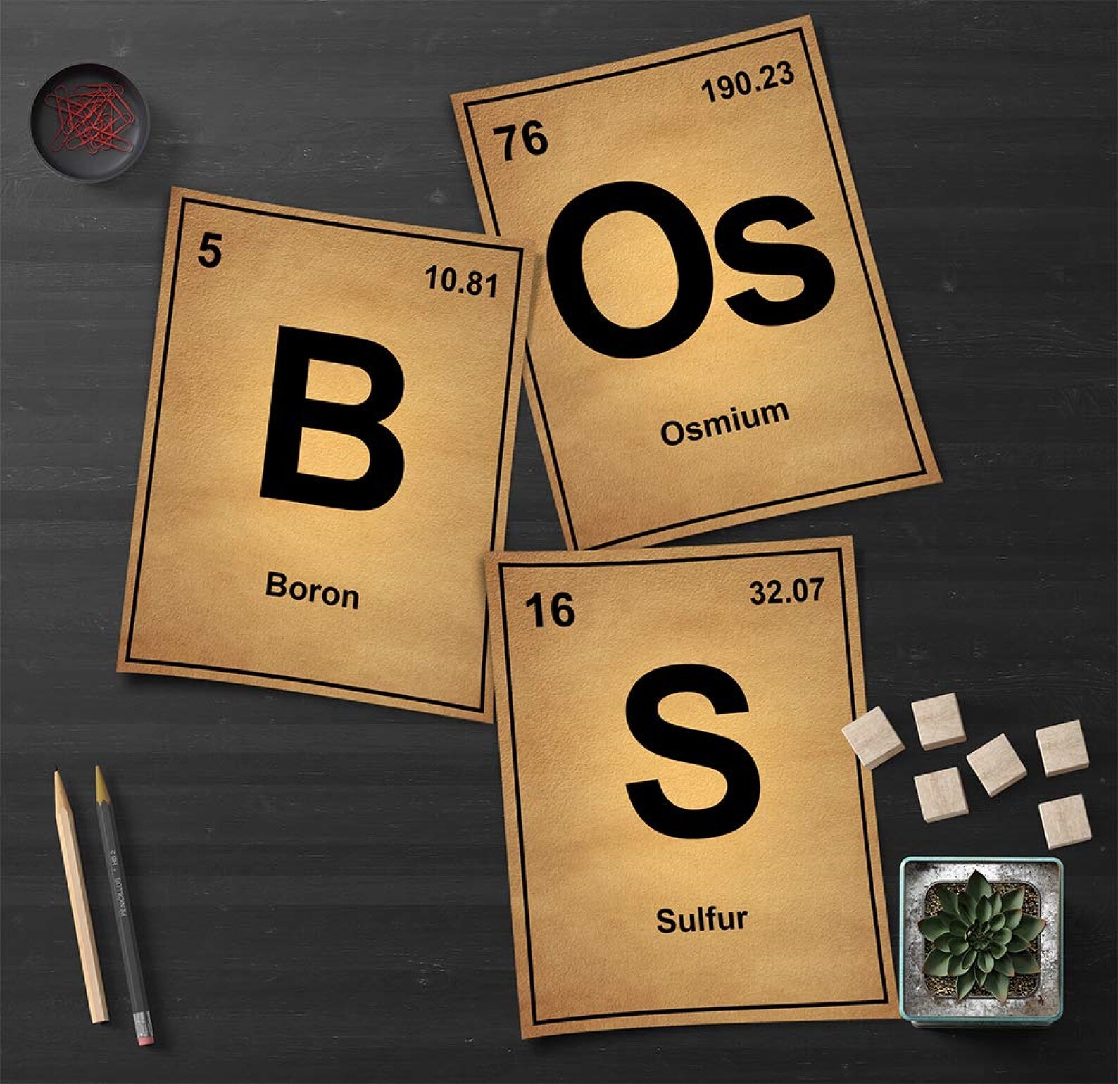 Boss Periodic Table Element Word Art Periodic Table Print Chemistry ...