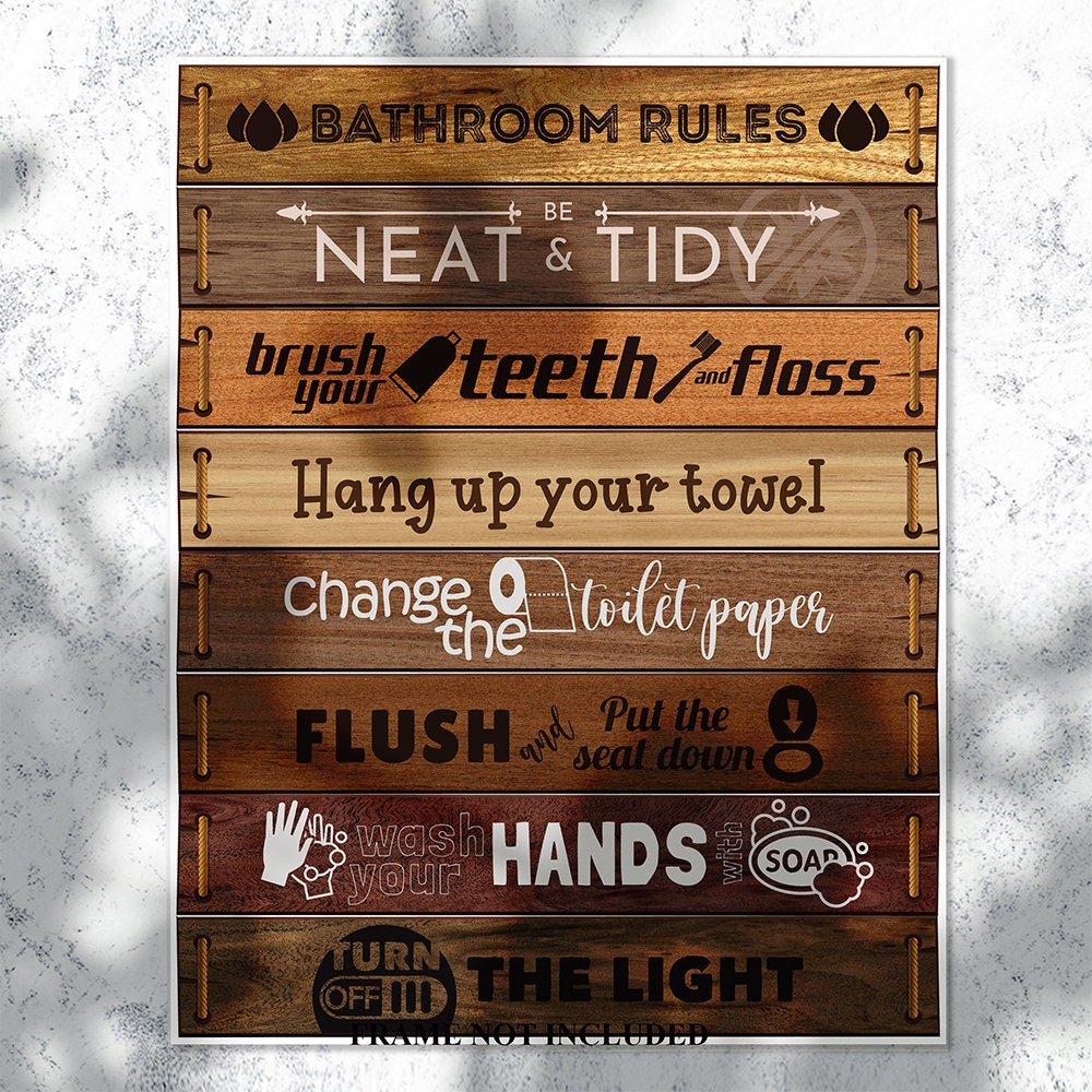 Bathroom Rules Sign Toilet Rules Sign Guest Bathroom Sign Master ...