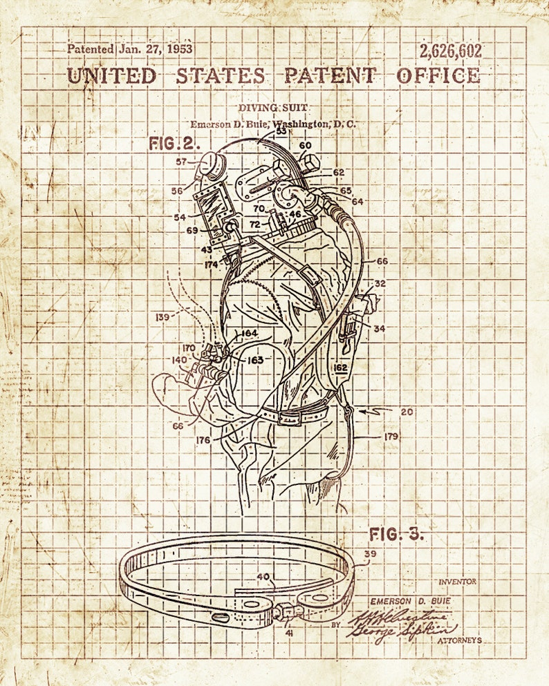 Scuba Design Patent Blueprint Poster Diving Suit Design - Etsy