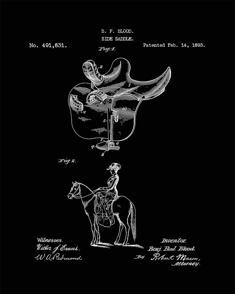 Horse Saddle Patent Horse Saddle Poster Equestrian Decor - Etsy