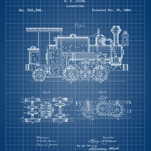 Train Poster train Blueprint train Print steam Train Patent locomotive ...