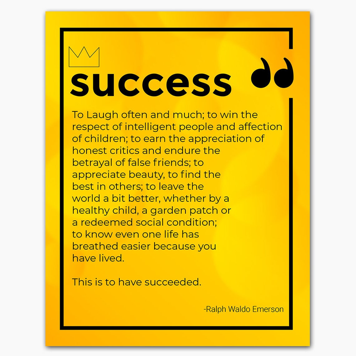Success Art definition Poster emerson Quote success Quote motivational ...