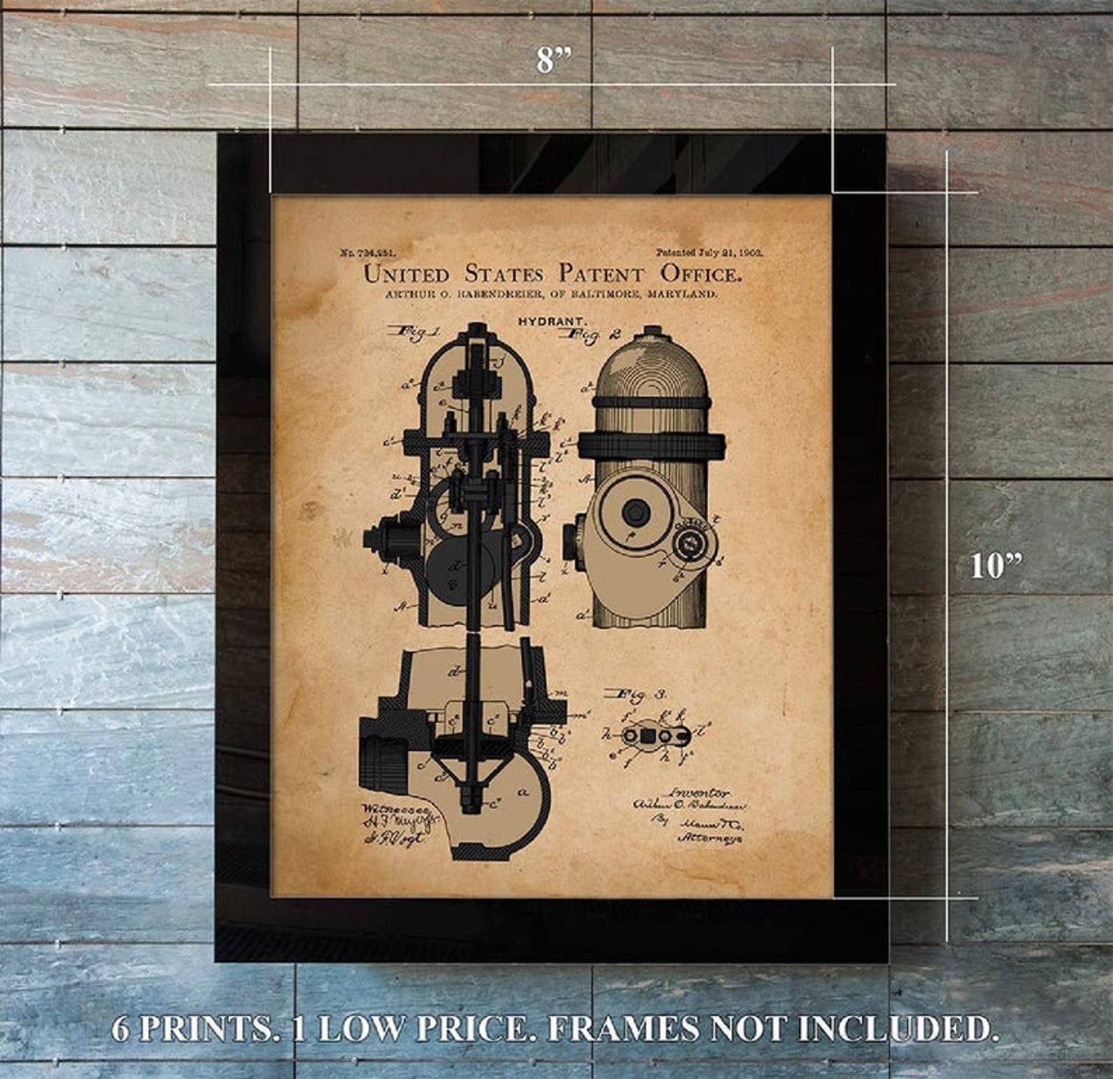 Firefighting Patent Firefighting Posters Fireman Print Set Firefighter ...