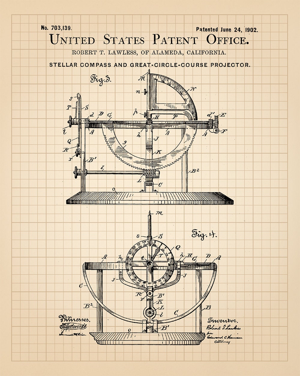 Stellar Compass compass Patent compass Poster compass Blueprint ...