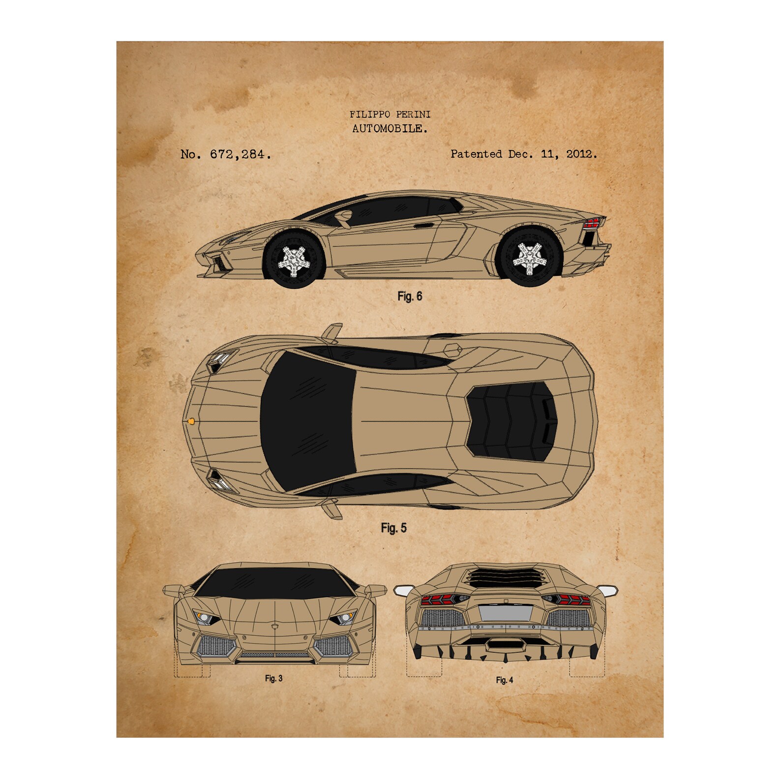 Lamborghini Poster Lamborghini Patent Lambo Print Sports - Etsy