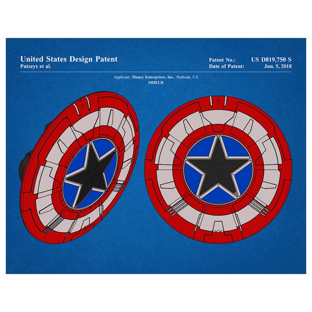 Shield Patent Print Superhero Wall Art Marvel Fan Art Shield Poster ...