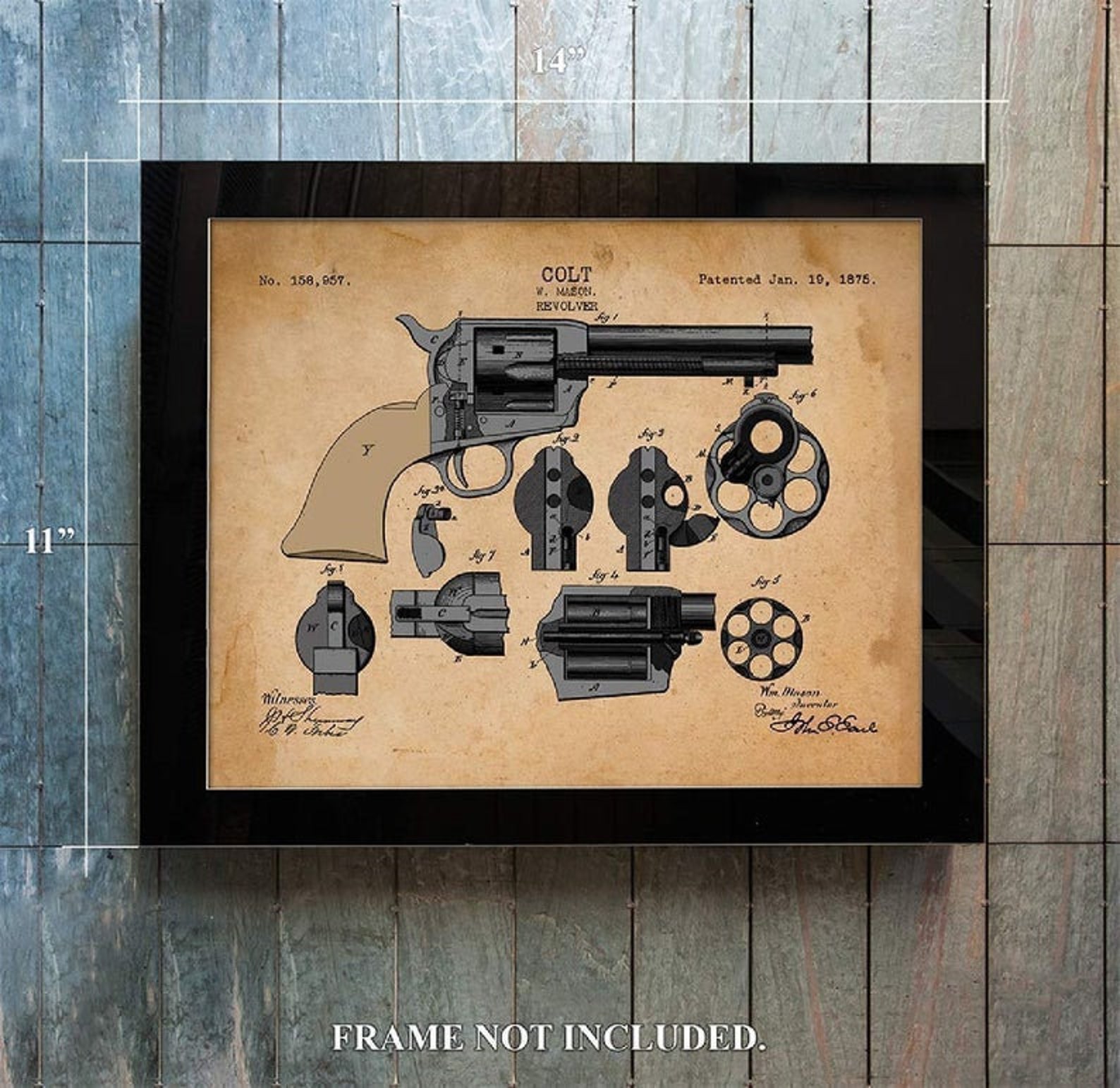 Colt Revolver Patent Weaponry Revolver Poster Firearm | Etsy