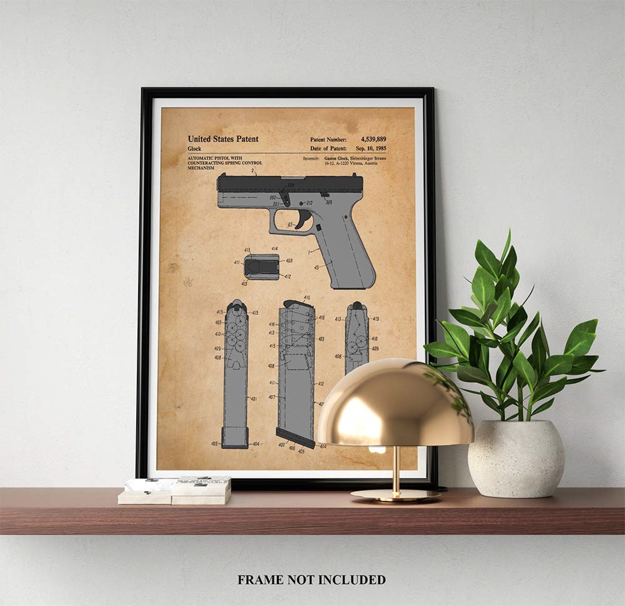 Glock Gun Poster Glock Patent Print Weaponry Glock Blueprint Automatic ...
