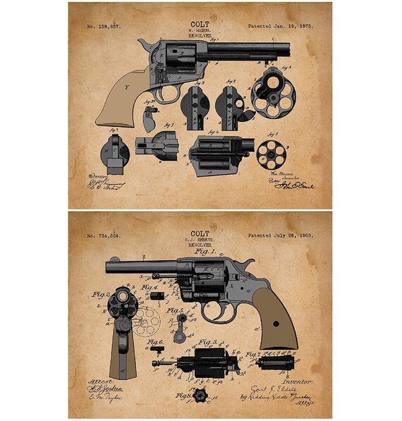 Colt Revolver Patent Weaponry Revolver Poster Firearm | Etsy