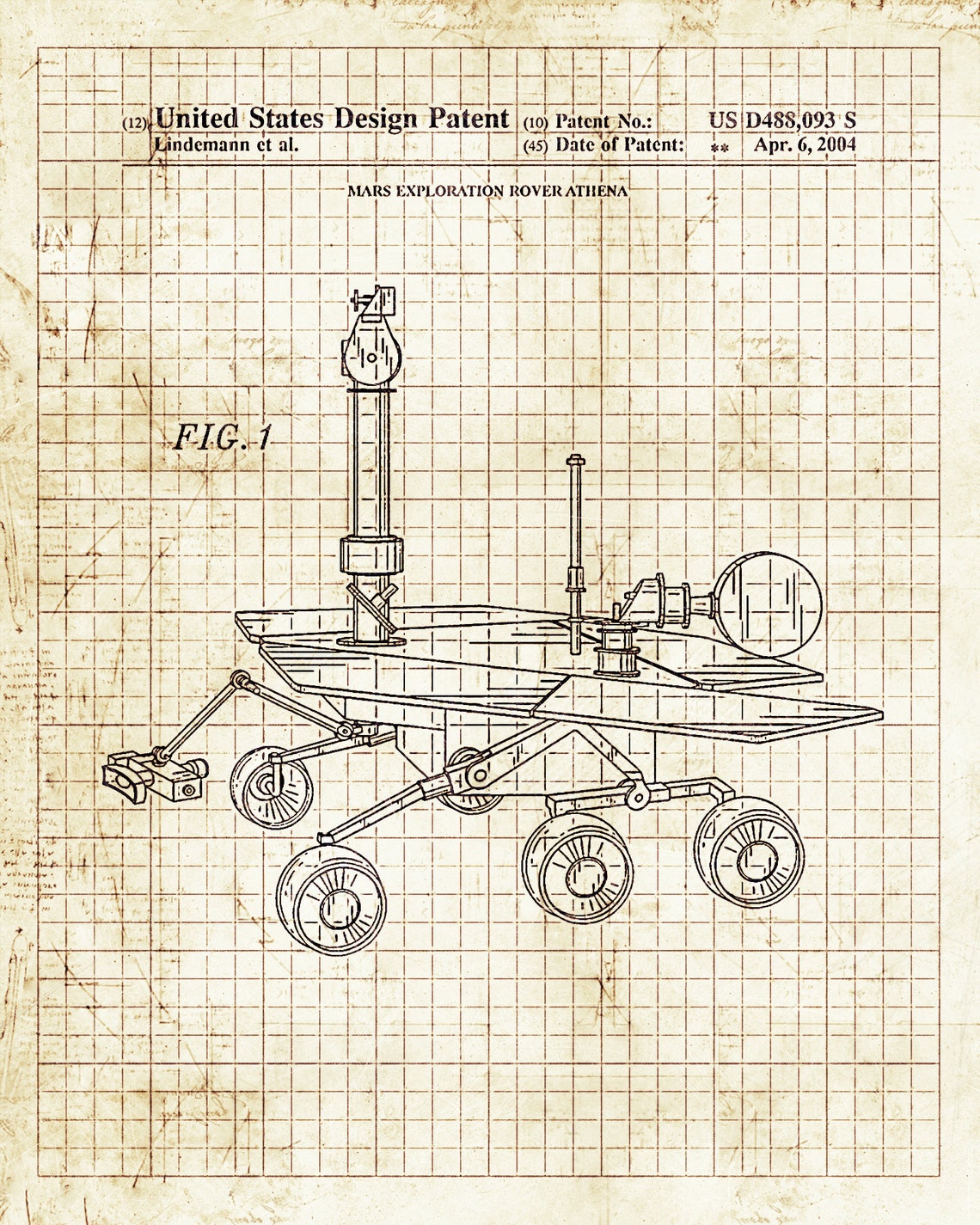 Mars Rover Patent NASA Print Vintage Space Art Mars | Etsy