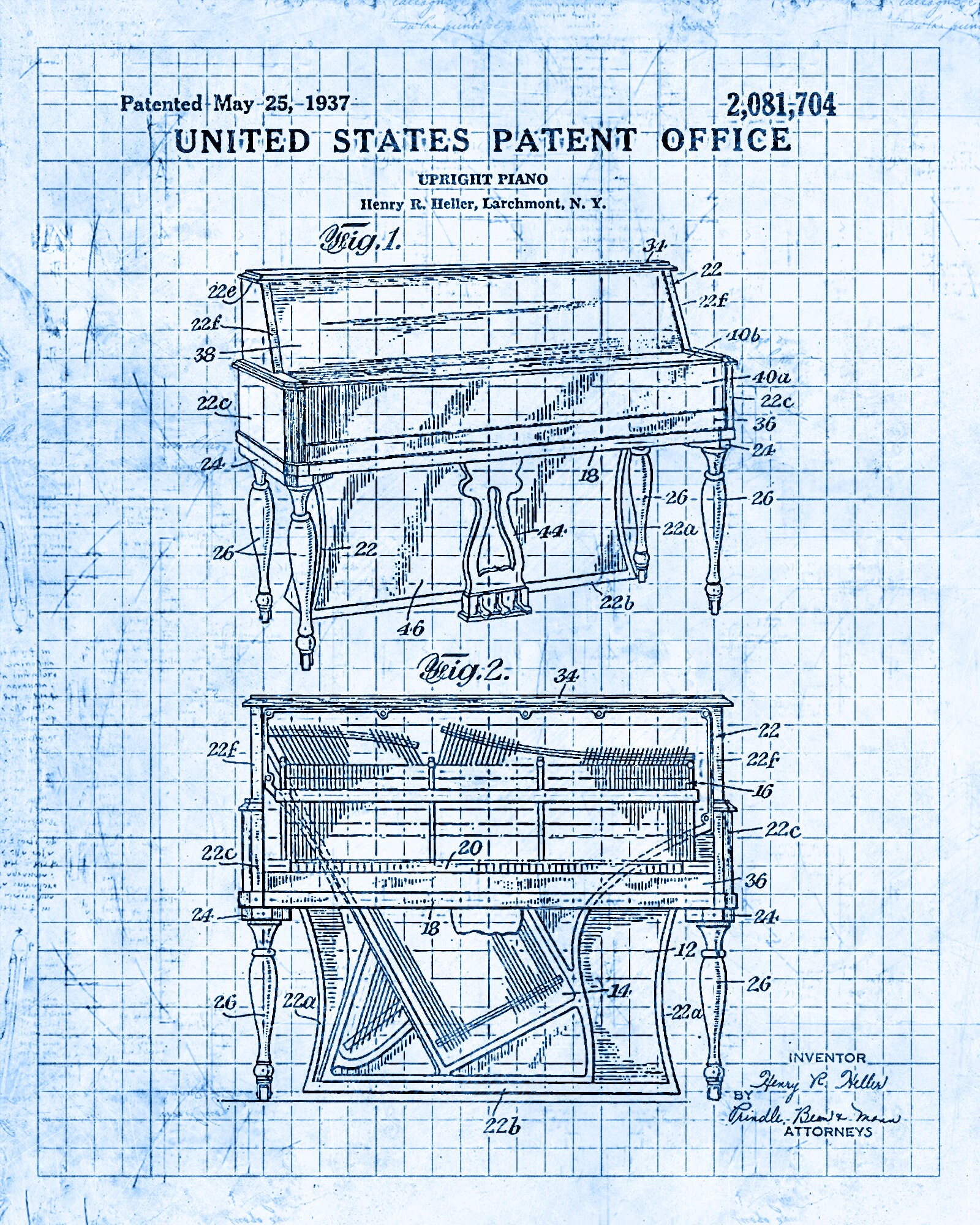 Upright Piano Patent Piano Blueprint Steinway Upright | Etsy