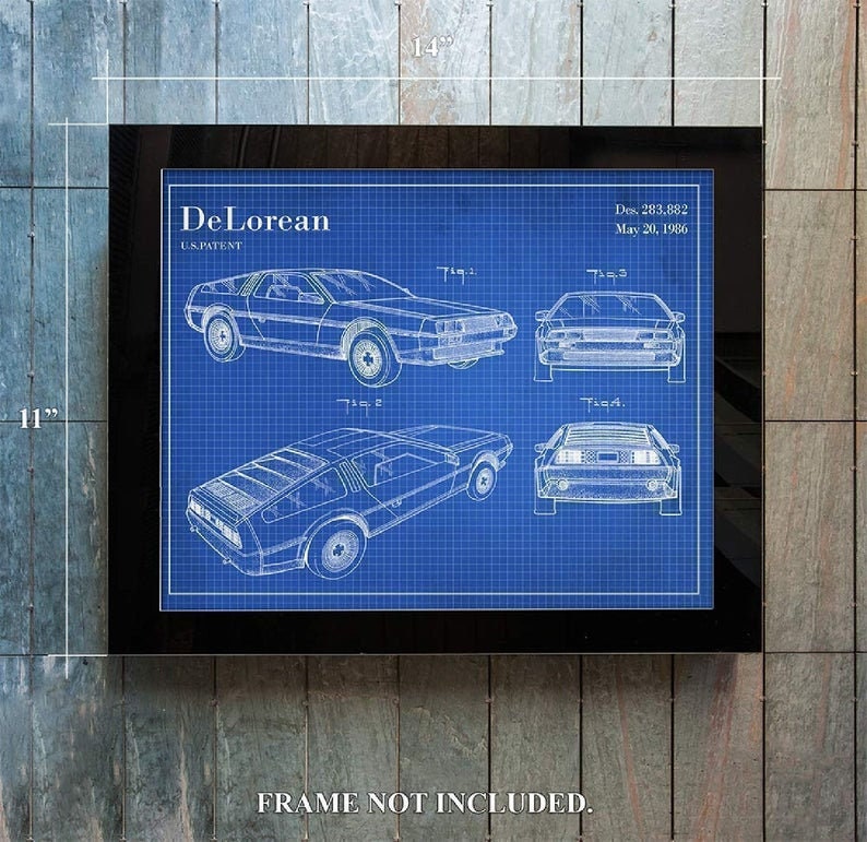 1986 DeLorean Patent Delorean Poster Vintage Car Print - Etsy 日本