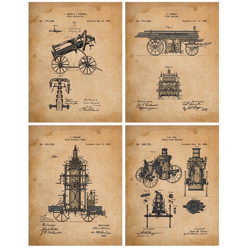 Firefighting Patent Firefighter Wall Art Firefighter Art Firefighting ...