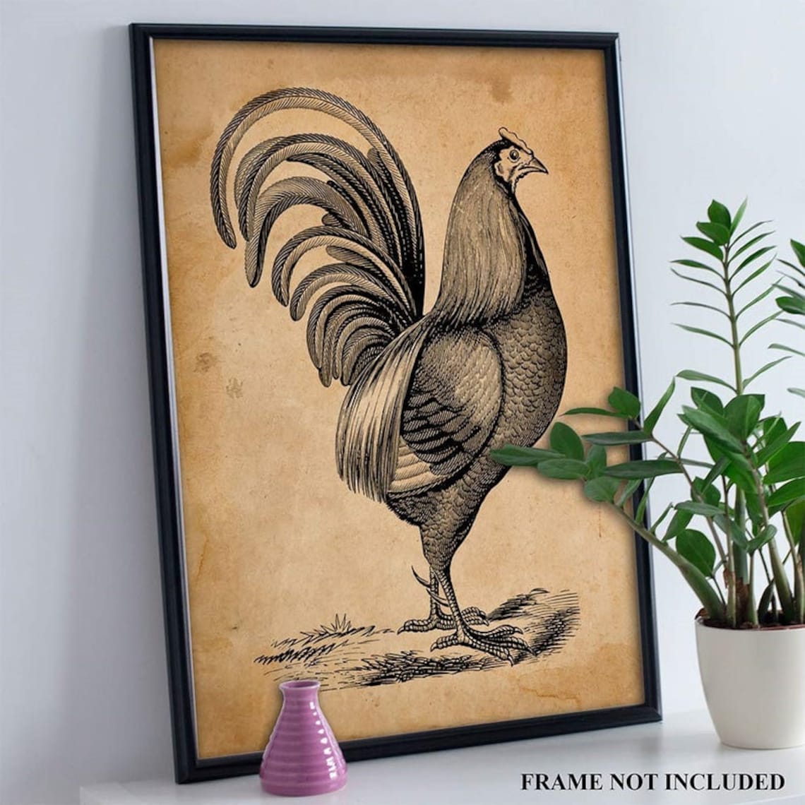 Rooster Poster Rooster Drawing Chicken Artwork Rooster | Etsy