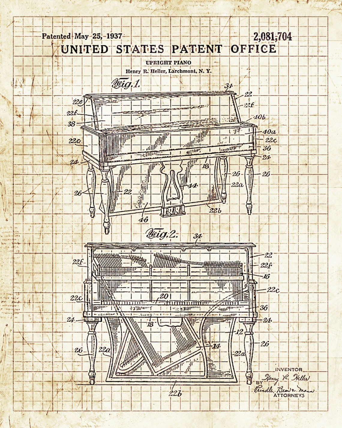 Upright Piano Patent Piano Blueprint Steinway Upright - Etsy Nederland