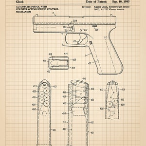 Glock Gun Poster Glock Patent Print Weaponry Glock Blueprint Automatic ...