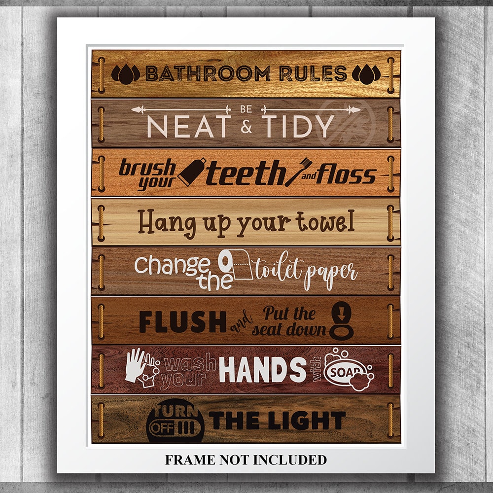 Bathroom Rules Sign Toilet Rules Sign Guest Bathroom Sign | Etsy