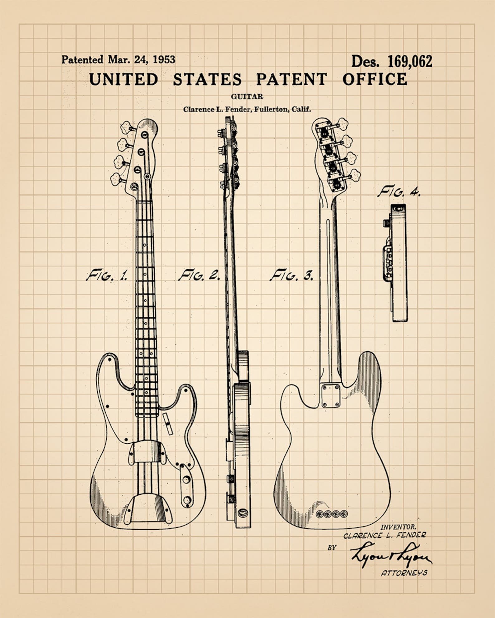 Guitar Patent Guitar Poster Instrument Art Musician Art - Etsy