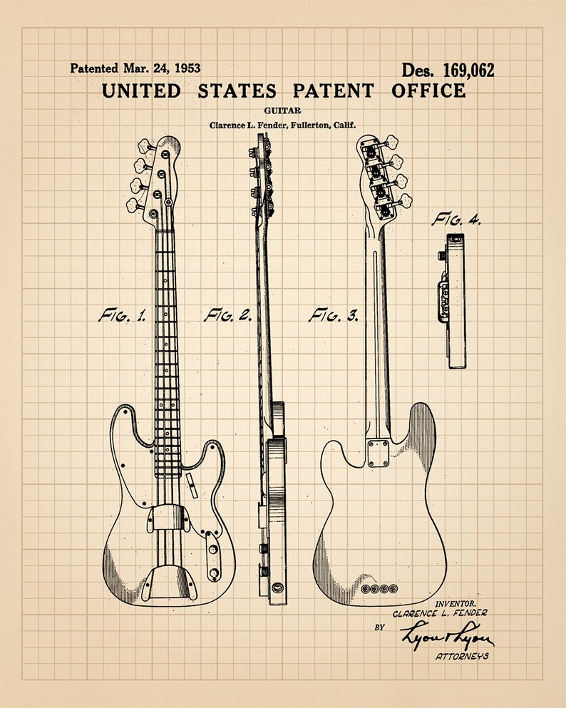 Guitar Patent Guitar Poster Instrument Art Musician Art - Etsy
