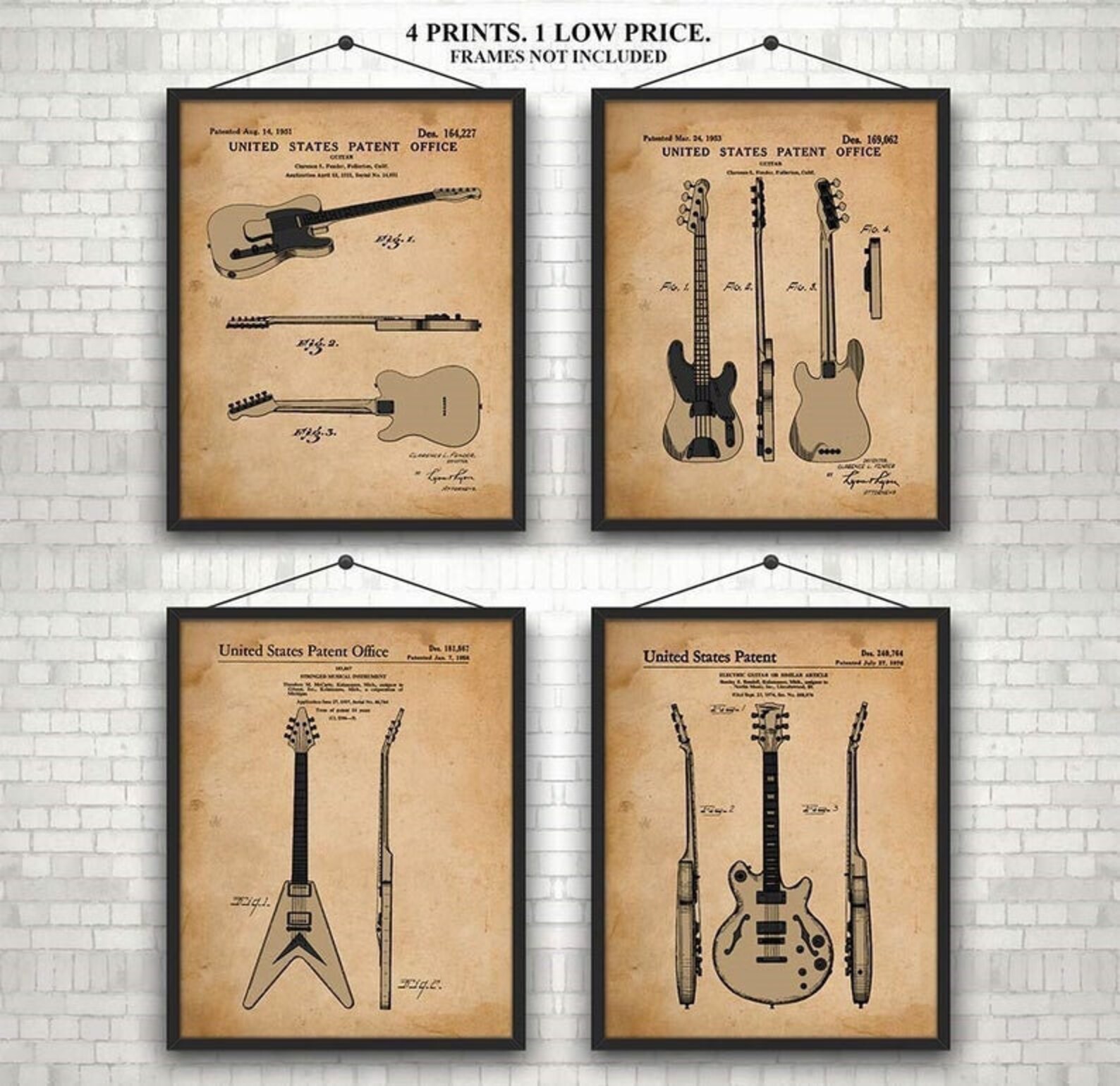 Guitar Patent Guitar Poster Instrument Art Musician Art | Etsy